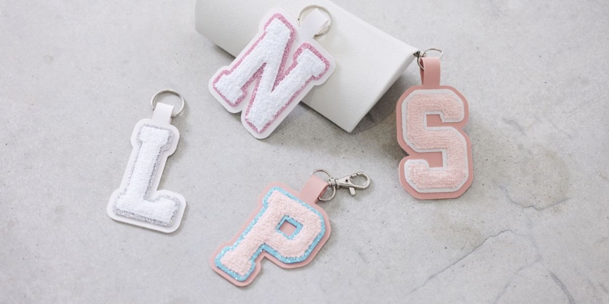 Personalized Chenille Letter Keyring | mySewnet